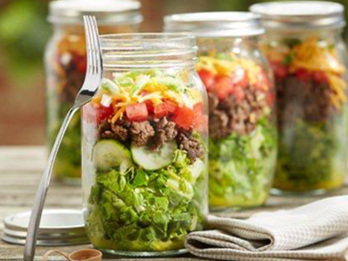 Lean and Green Entree | Cheeseburger Mason Jar Salad - Get Fit With Geo ...